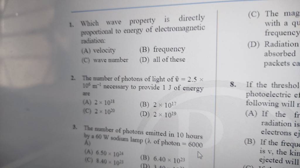 The number of photons emitted in 10 hours by a 60 W sodium lamp (λ of pho..