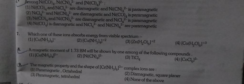 The magnetic property and the shape of [Cr(NH3 )6 ]3+ complex ions are