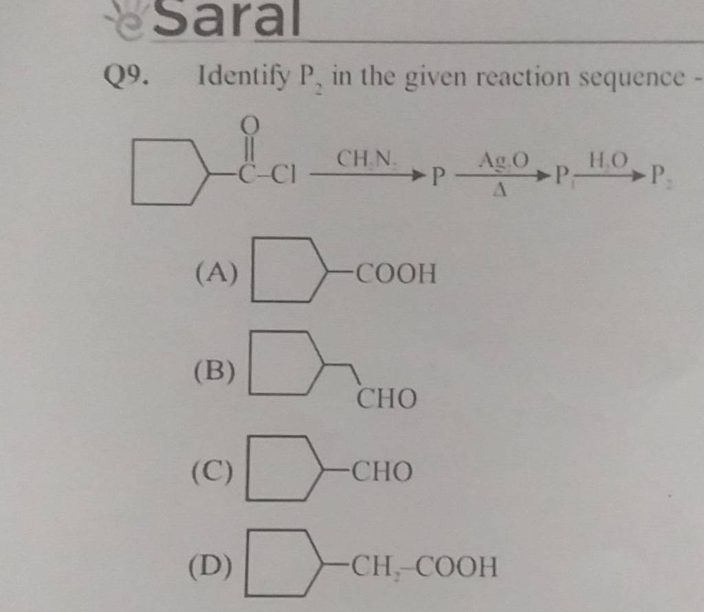 Q9. Identify P2 in the given reaction sequence | Filo