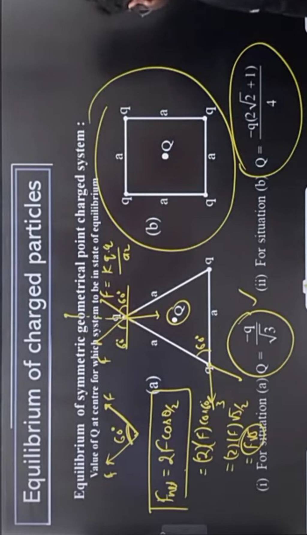 Equilibrium of charged particles Equilibrium of symmetric geometrical poi..