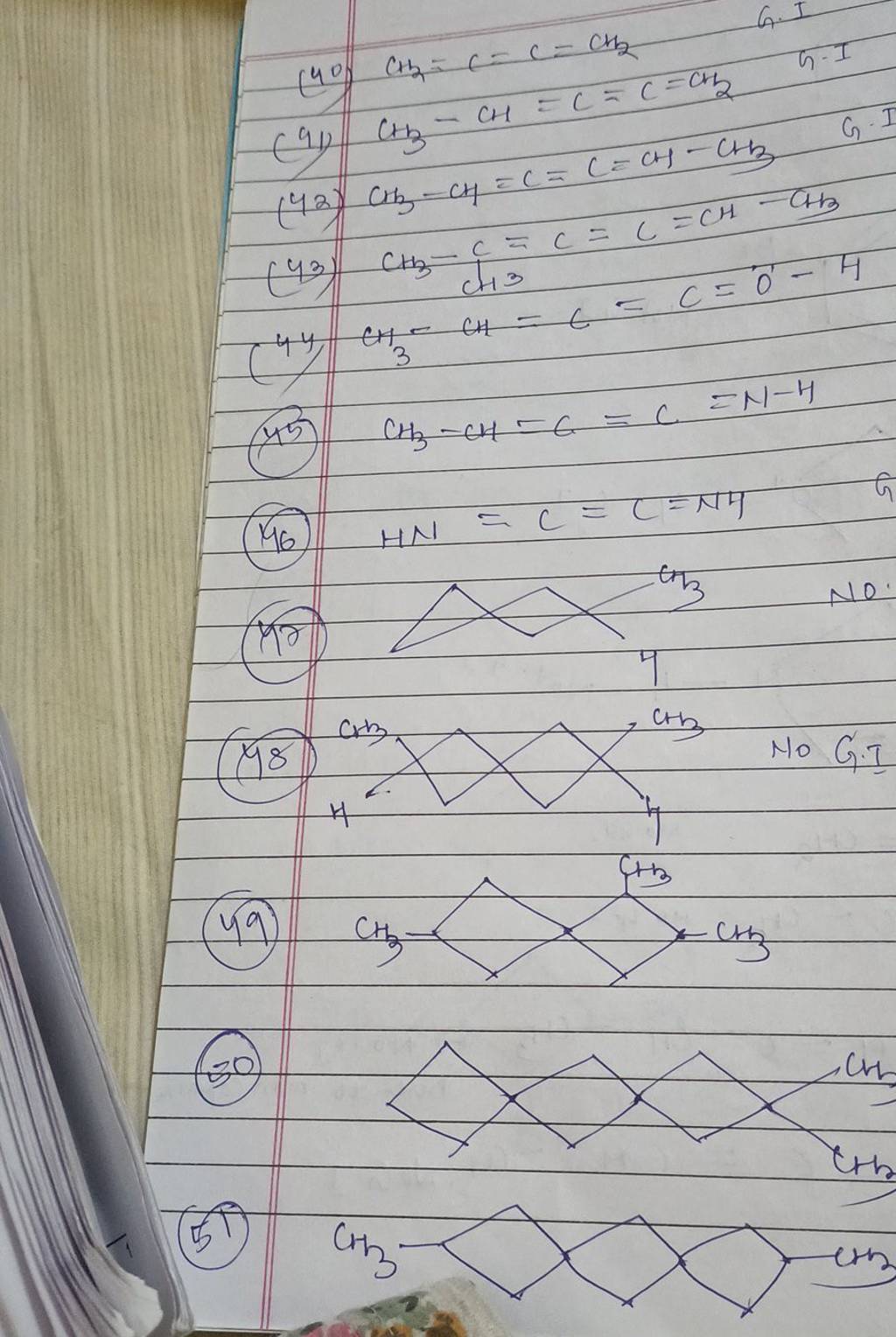 (40) CH=C=C=CH2 CHG−C (91) CH3−CH=CH=C=CH 42) CH−CH=C=C=CH−CH3 G | Filo