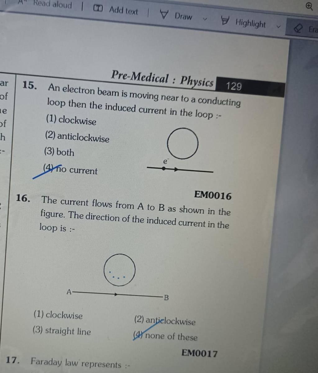 The Current Flows From A To B As She Figure The Direction Of The Induced 