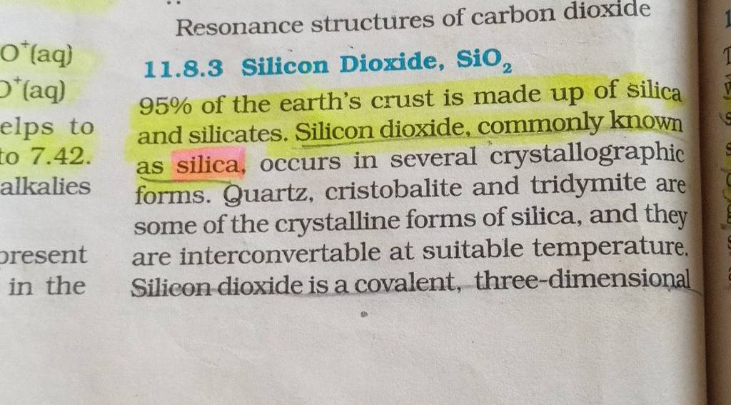 Resonance structures of carbon dioxide 11.8.3 Silicon Dioxide, SiO2 95%