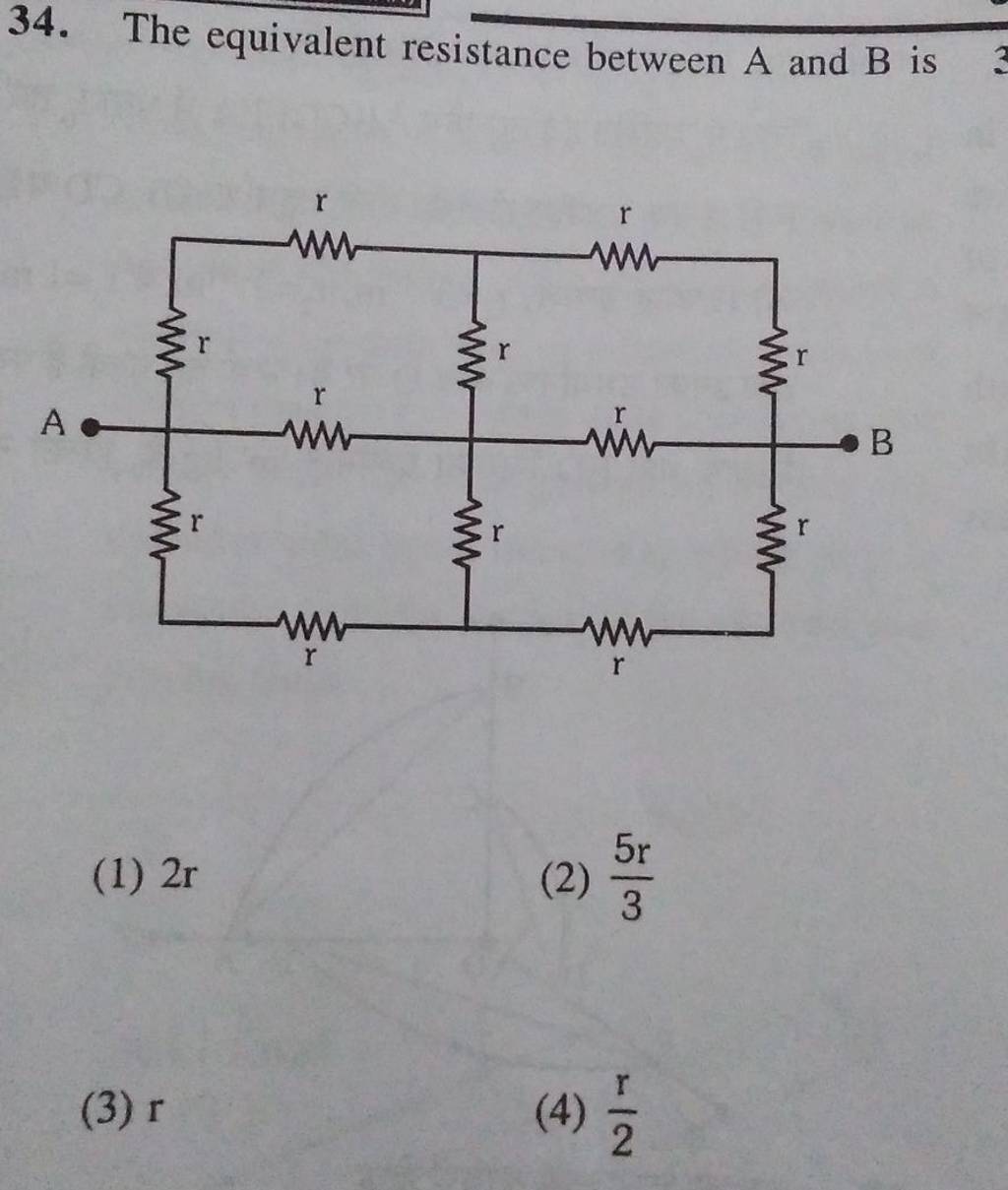 The equivalent resistance between A and B is | Filo