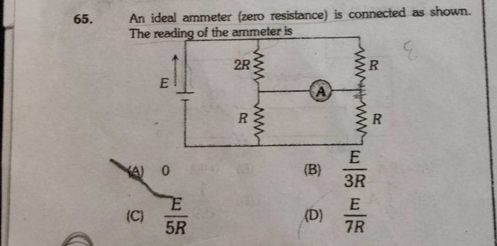 An Ideal Ammeter Zero Resistance Is Connected As Shown The Reading Of