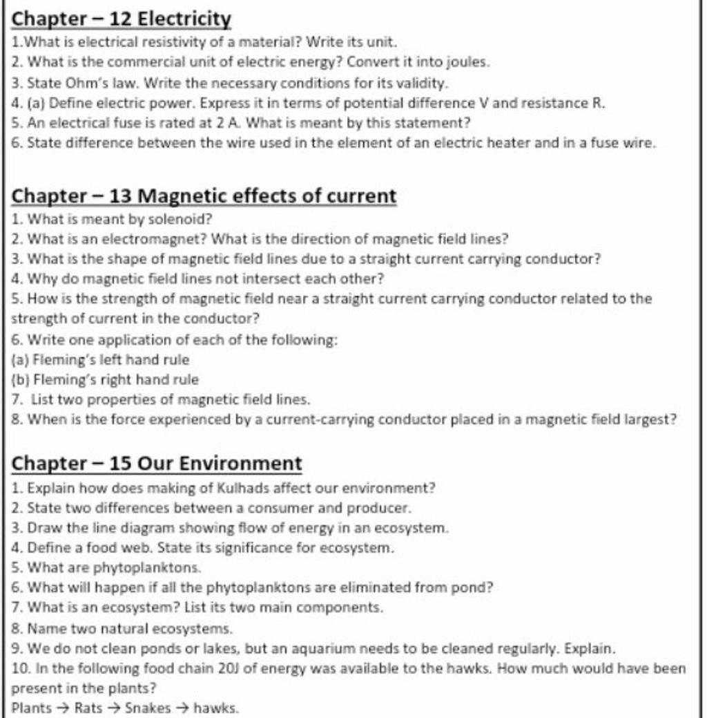 Fleming's left hand rule (b) Fleming's right hand rule 7. List two prope..
