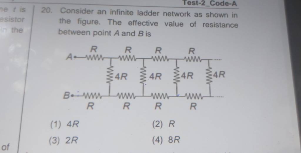 Consider an infinite ladder network as shown in the figure. The effective.. Consider an infinite ladder network as shown in the figure. The effective..