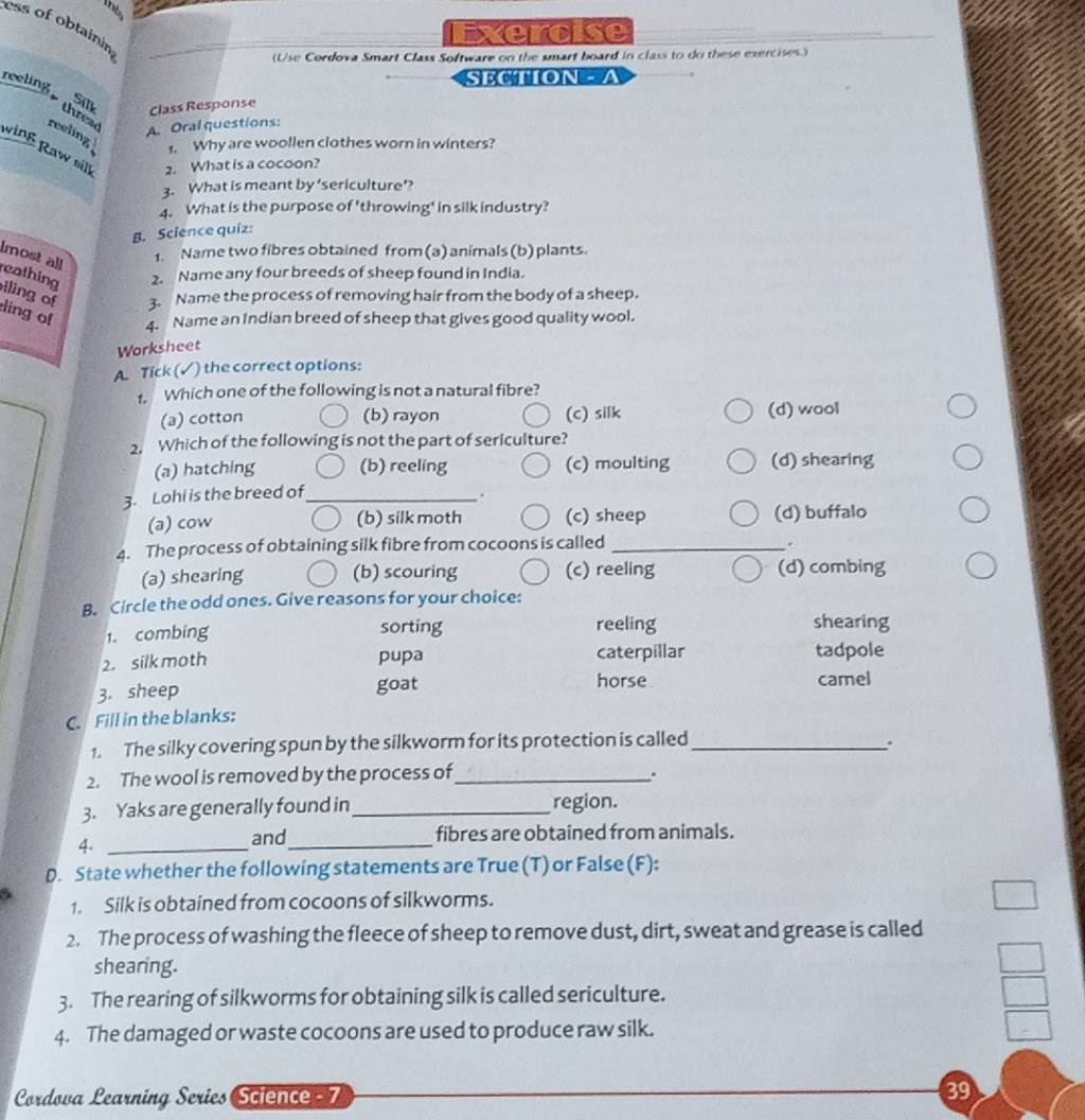 Worksheet A Tick D The Correct Options Filo