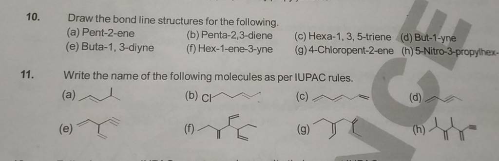 Draw the bond line structures for the following. | Filo Draw the bond line structures for the following. | Filo