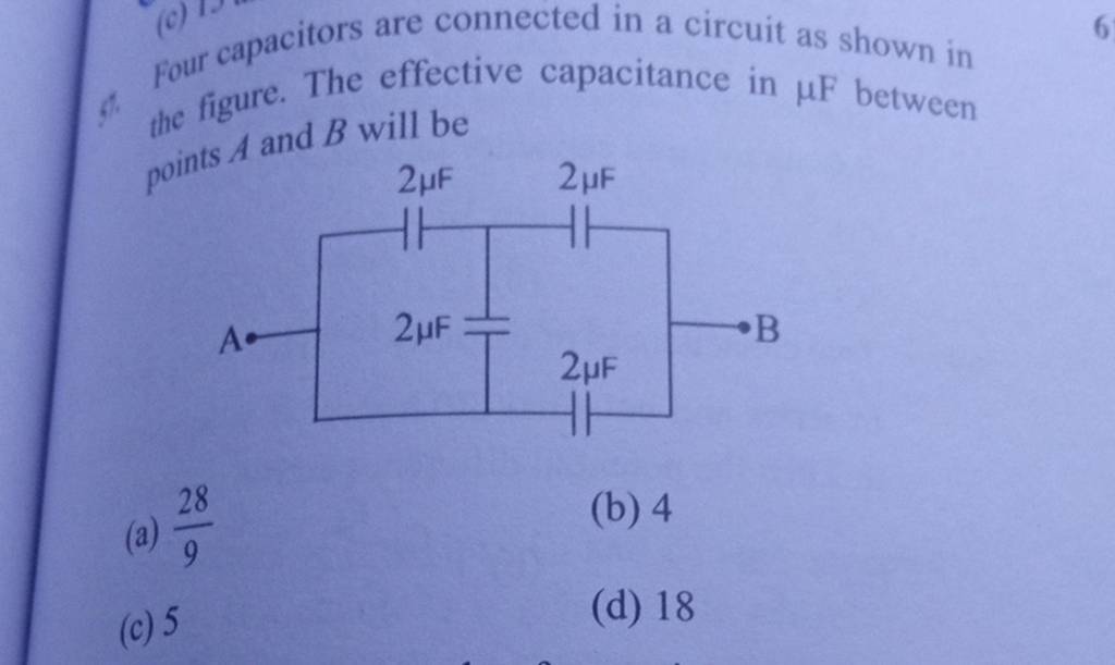 Four figure. The effective capacitance in μF between points A and B will