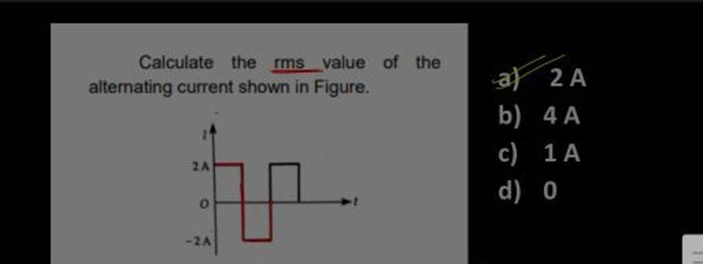 Calculate the rms value of the altemating current shown in Figure. | Filo