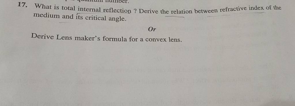 17 What Is Total Internal Reflection Derive The Relation Between Refra