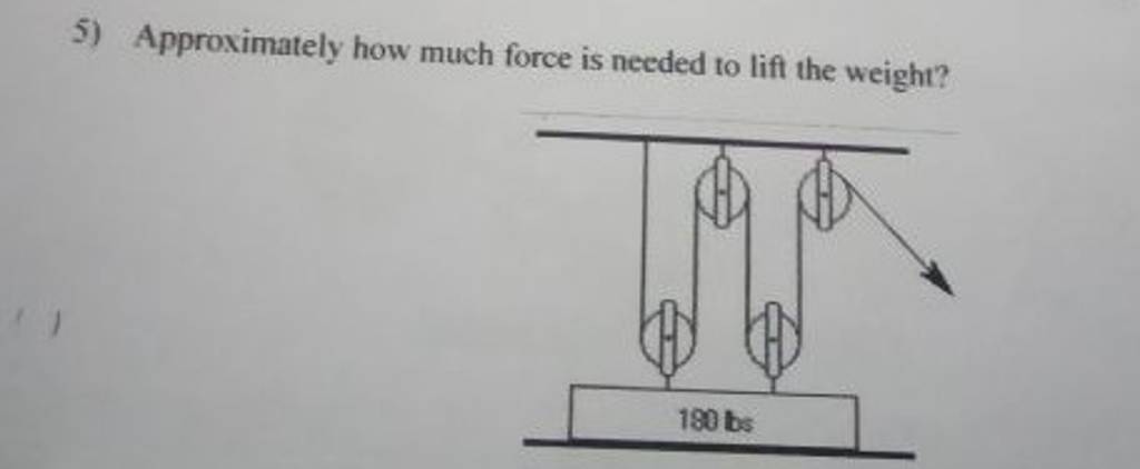 5) Approximately how much force is needed to lift the weight? | Filo