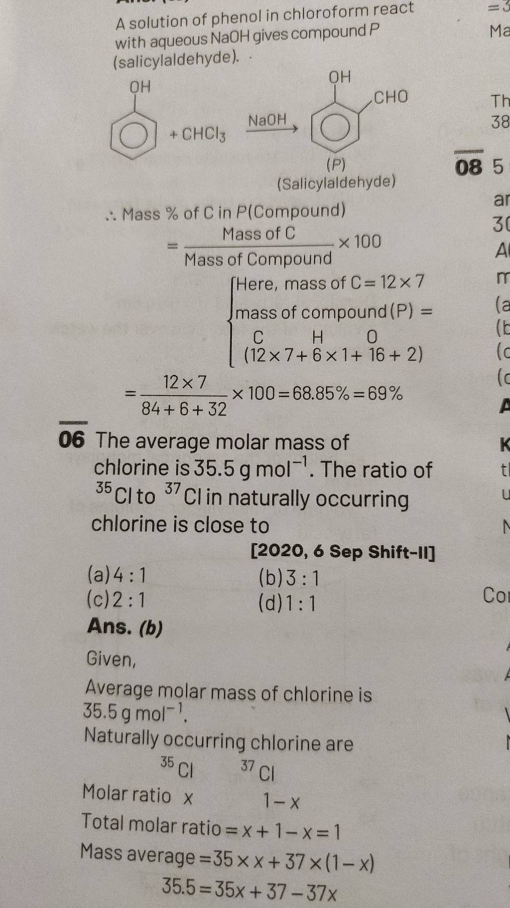 A solution of phenol in chloroform react with aqueous NaOH gives compound..