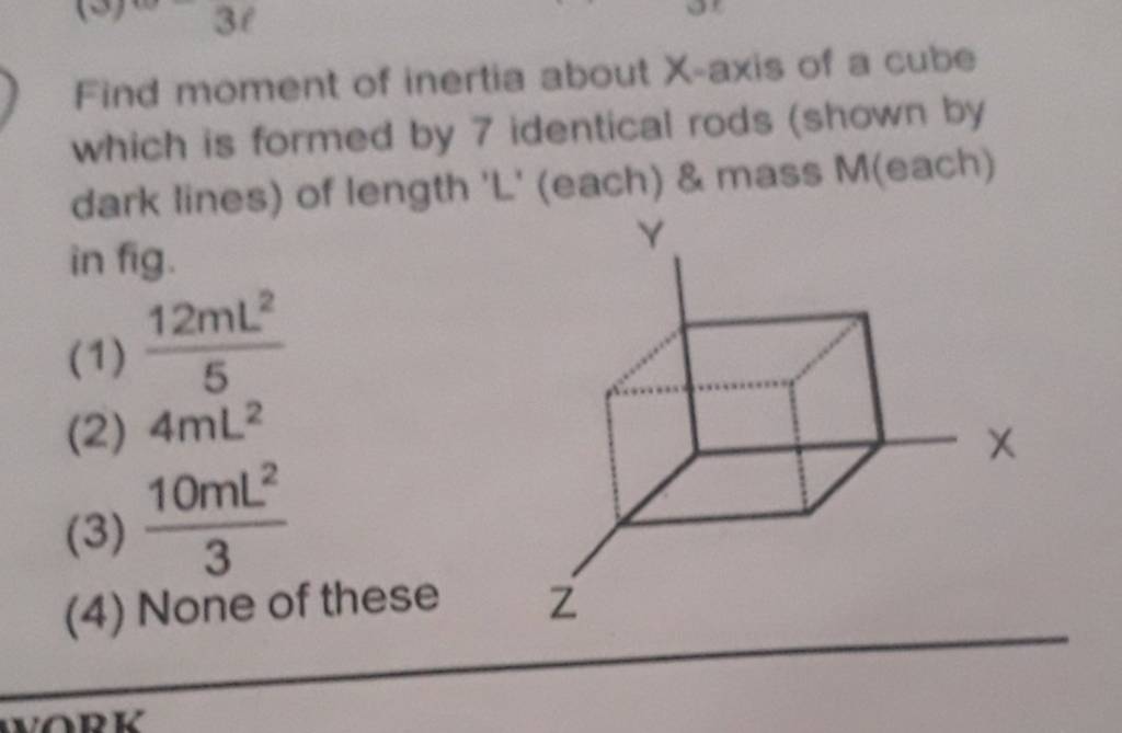 Find moment of inertia about X-axis of a cube which is formed by 7 identi..