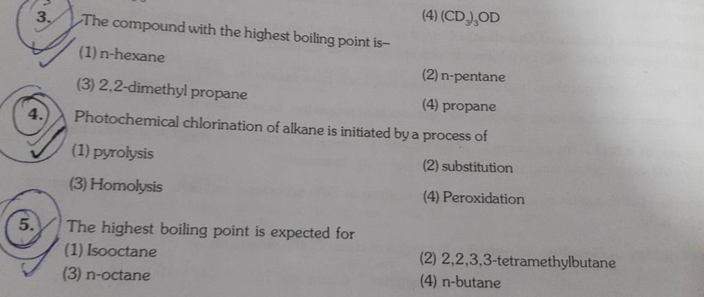 Photochemical chlorination of alkane is initiated by a process of | Filo