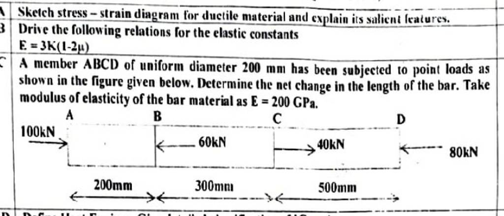 Sketch stress - strain diagram for ductile material and cxplain its salic.. Sketch stress - strain diagram for ductile material and cxplain its salic..