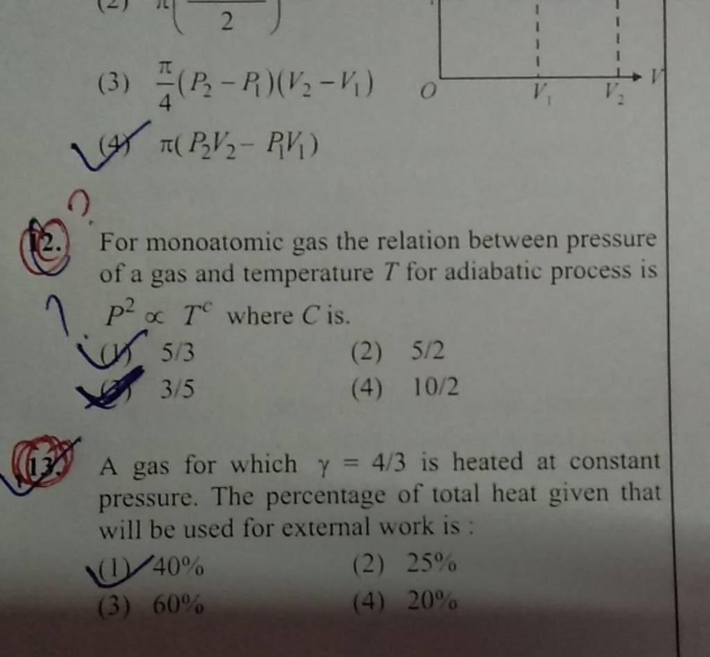 ? (2.) For monoatomic gas the relation between pressure of a gas and temp.. ? (2.) For monoatomic gas the relation between pressure of a gas and temp..
