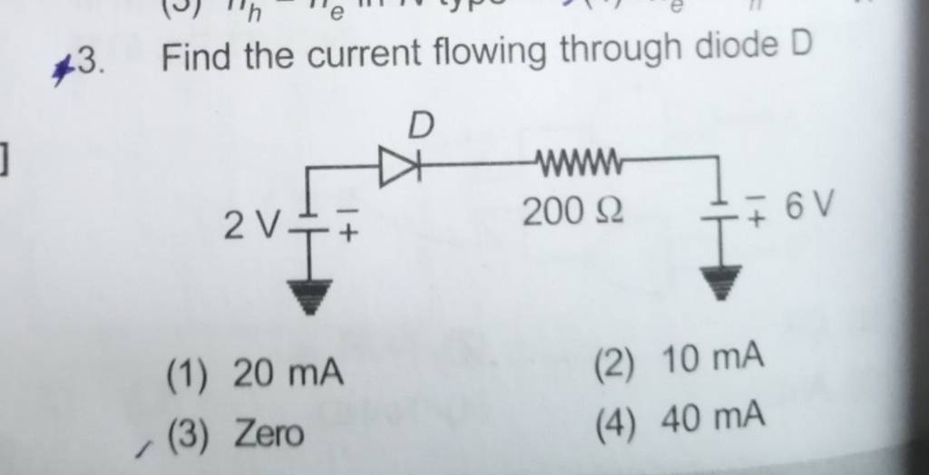Find the current flowing through diode D | Filo Find the current flowing through diode D | Filo