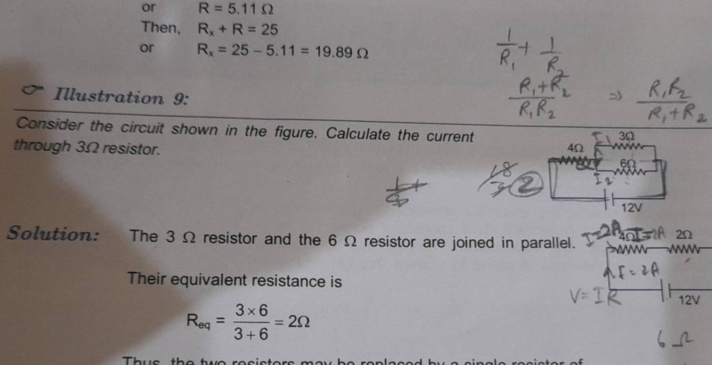 or R=5.11Ω Then, Rx +R=25 or Rx =25−5.11=19.89Ω R1 1 +R2 1 R1 R2 R1 +R2