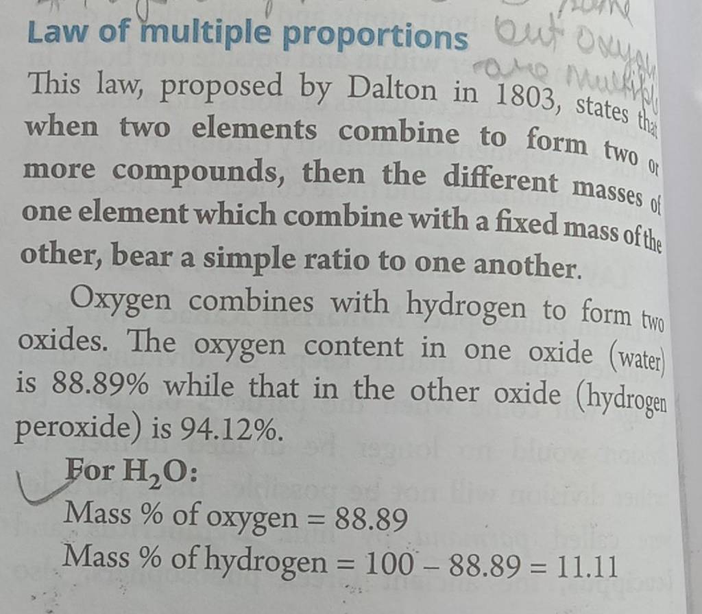 Law of multiple proportions This law, proposed by Dalton in 1803 , states..