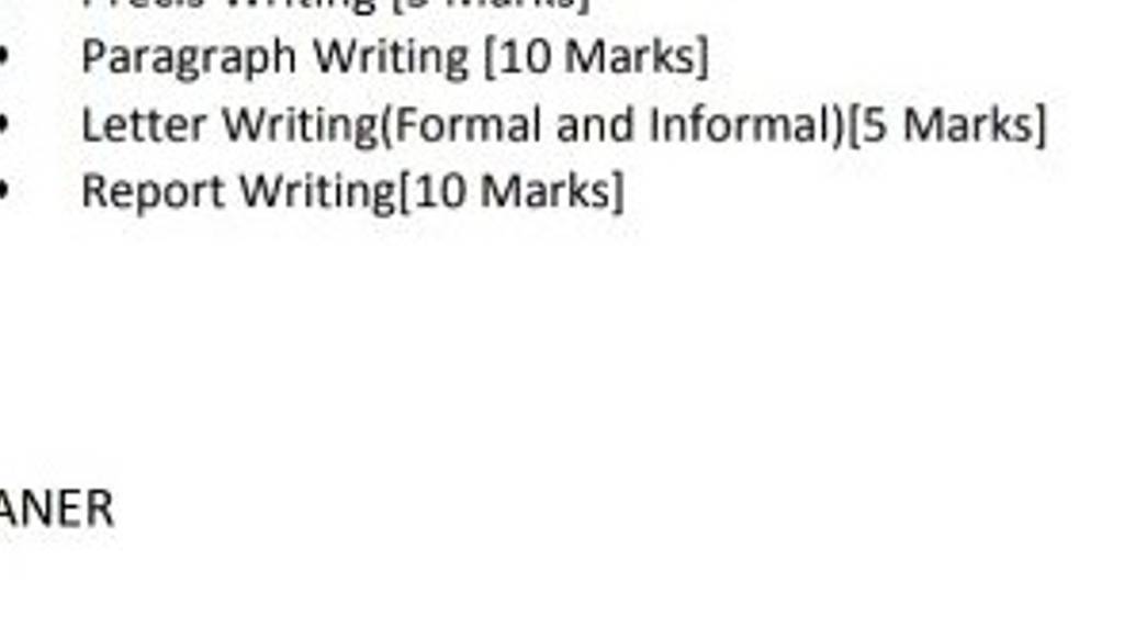 Paragraph Writing [10 Marks] Letter Writing(Formal and Informal)[5 Marks]..