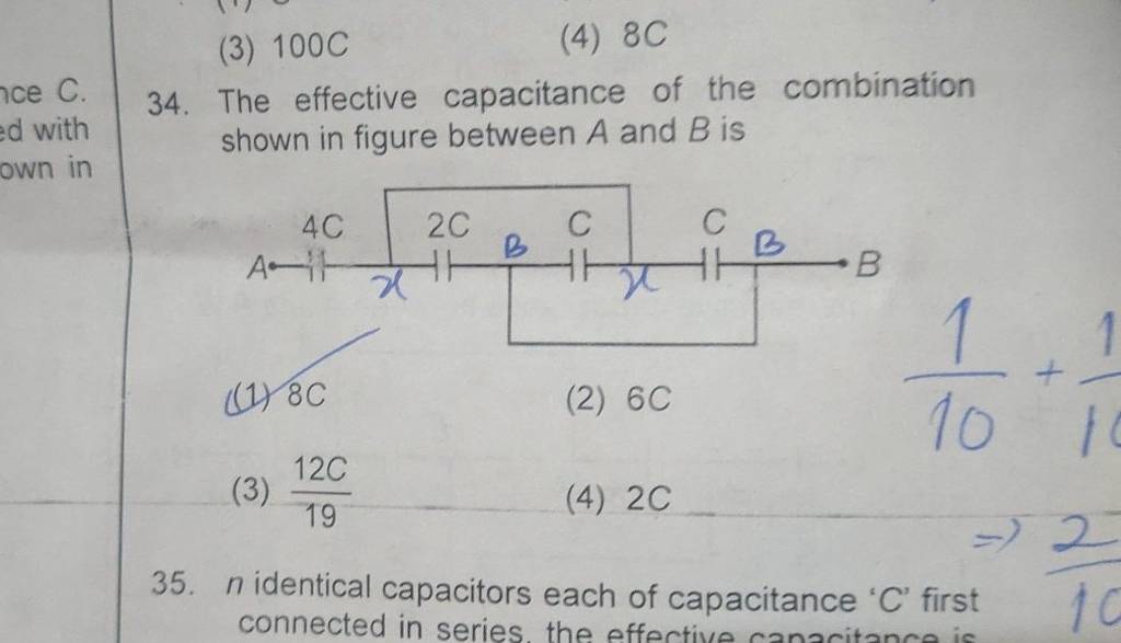 The Effective Capacitance Of The Combination Shown In Figure Between A An