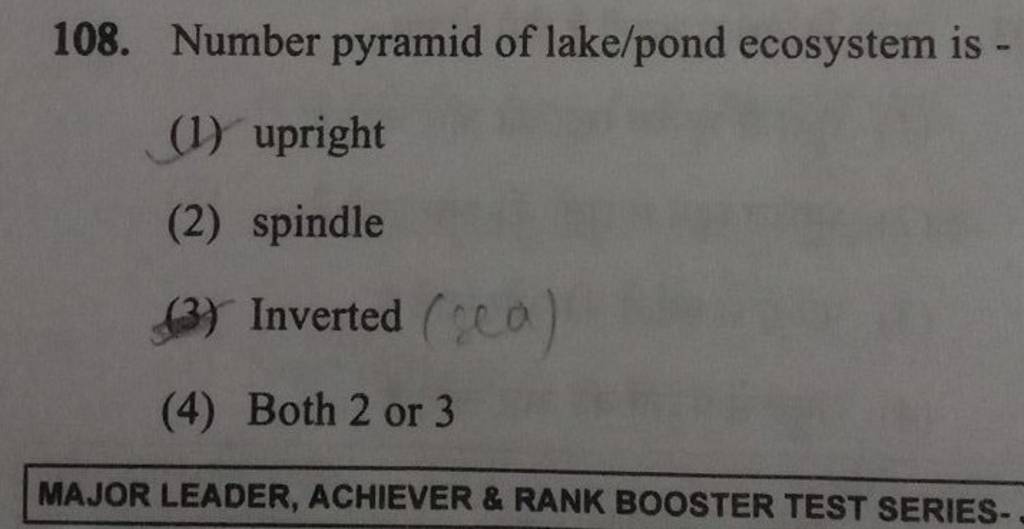 Number pyramid of lake/pond ecosystem is - | Filo