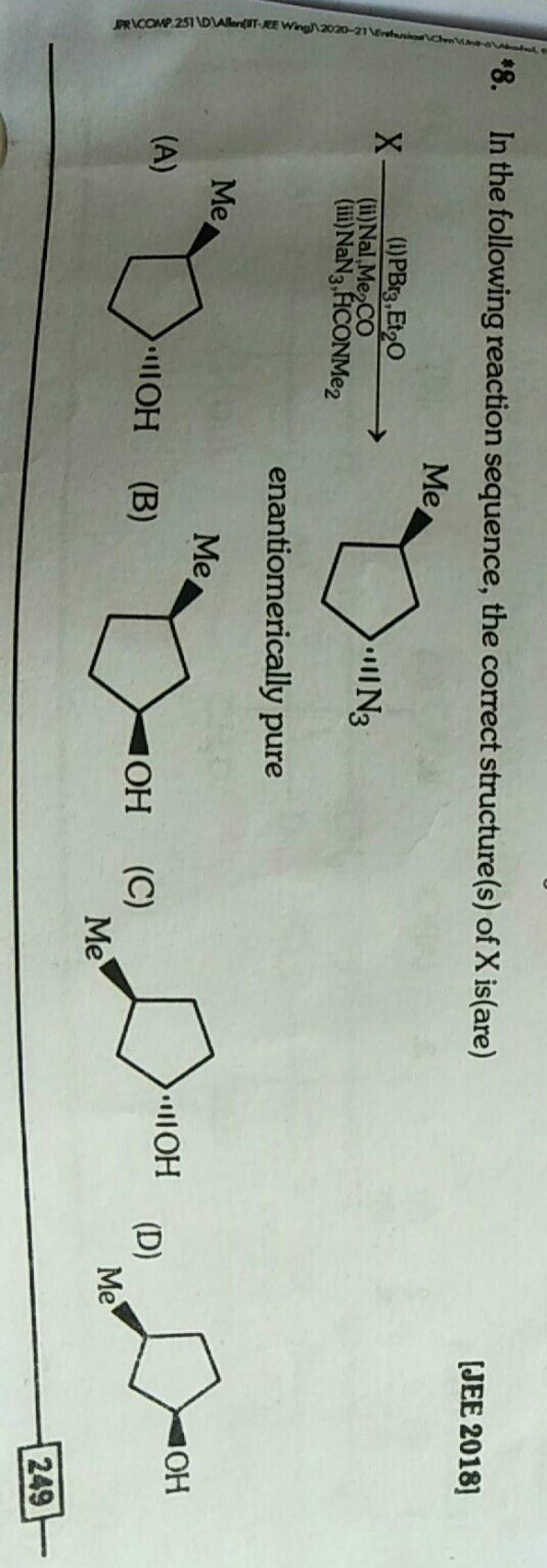 In The Following Reaction Sequence The Correct Structure S Of X Is Are