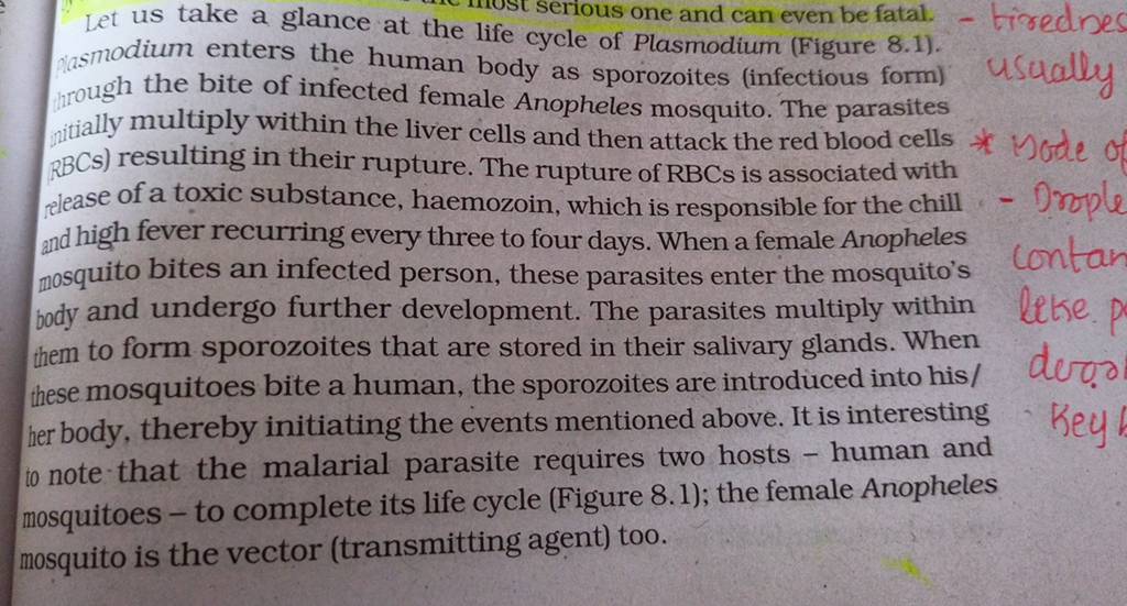 Let us take a glance at the life cycle of Plasmodium (Figure 8.1). asmodi..