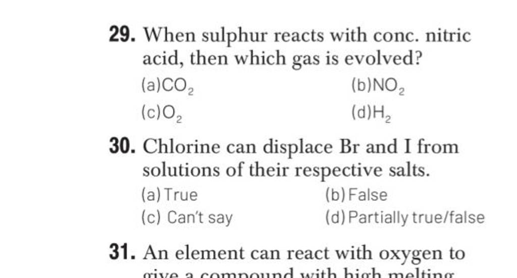 When Sulphur Reacts With Conc Nitric Acid Then Which Gas Is Evolved