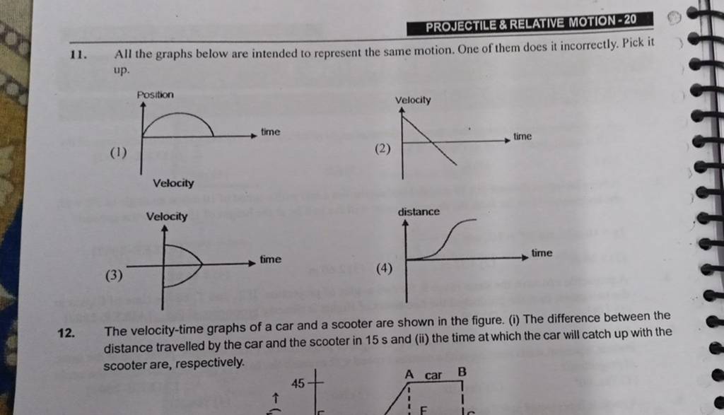 PROJECTILE \& RELATIVE MOTION - 20 11. All the graphs below are intended