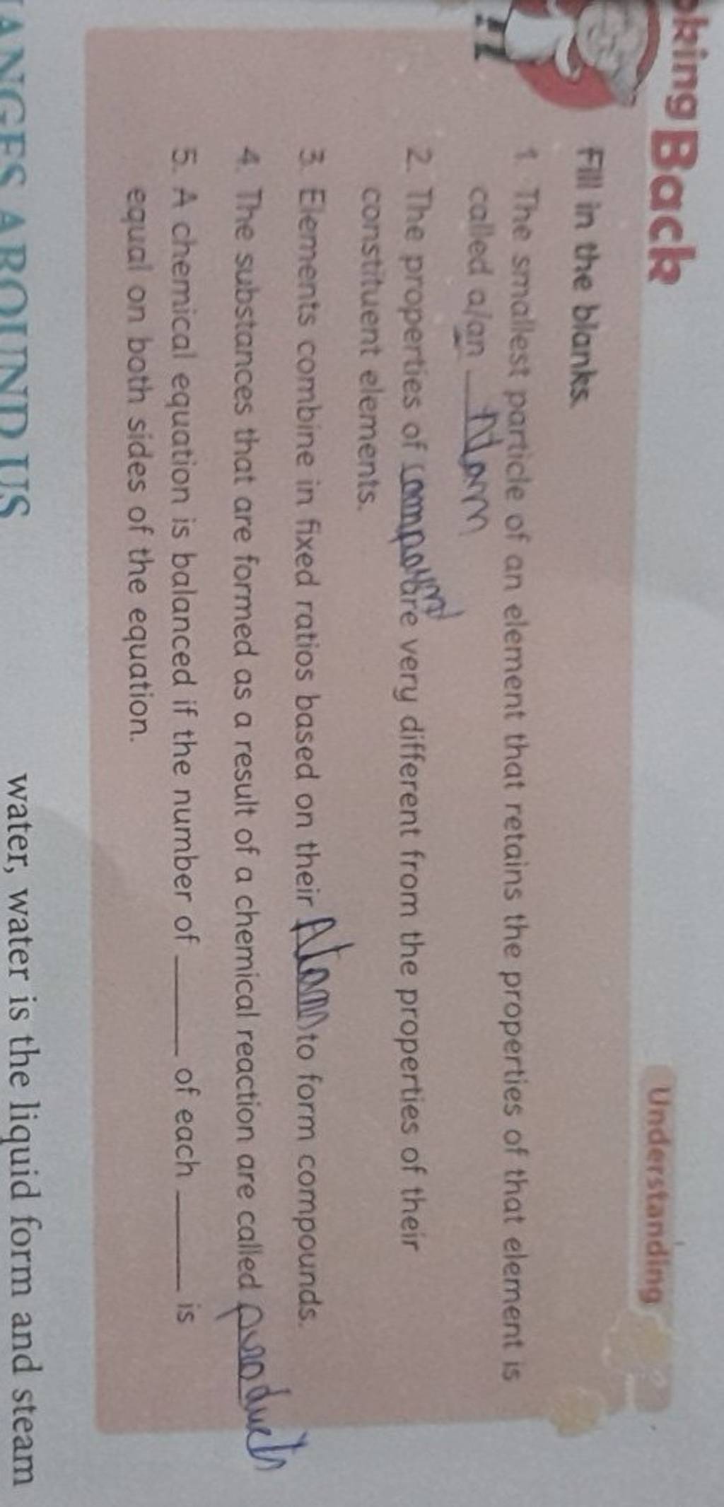 ping Back Understanding Fill in the blanks. | Filo