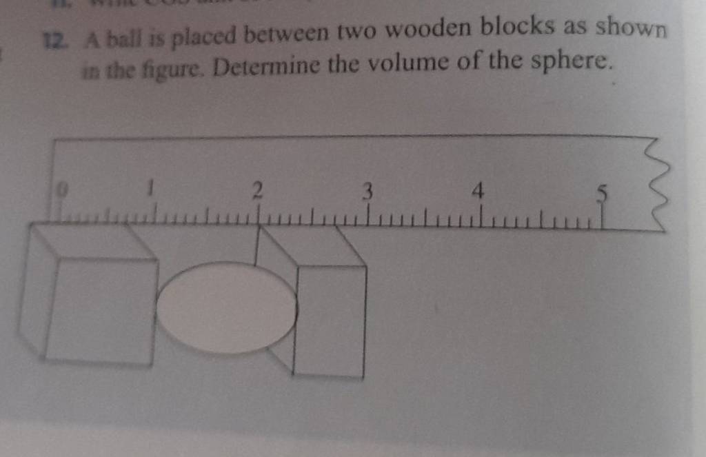 12. A ball is placed between two wooden blocks as shown in the figure. De..