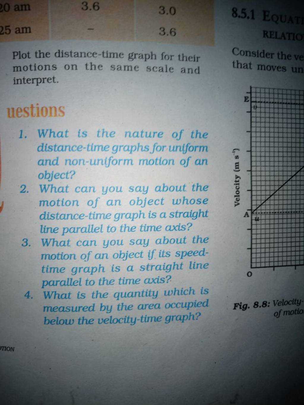 1. What is the nature of the distance-time graphs for uniform and non-uni..