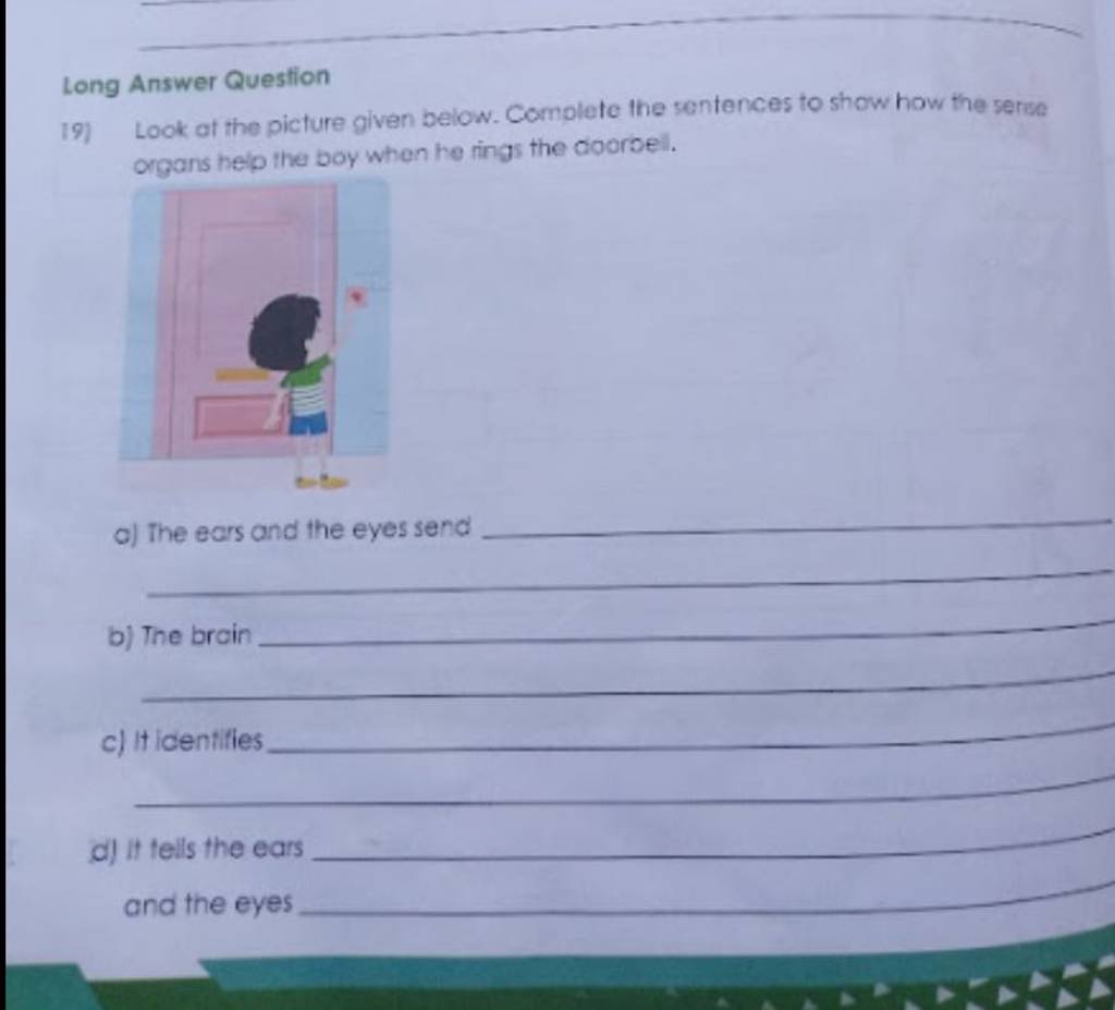 Long Answer Question 19) Look of the picture given below. Complete the se..