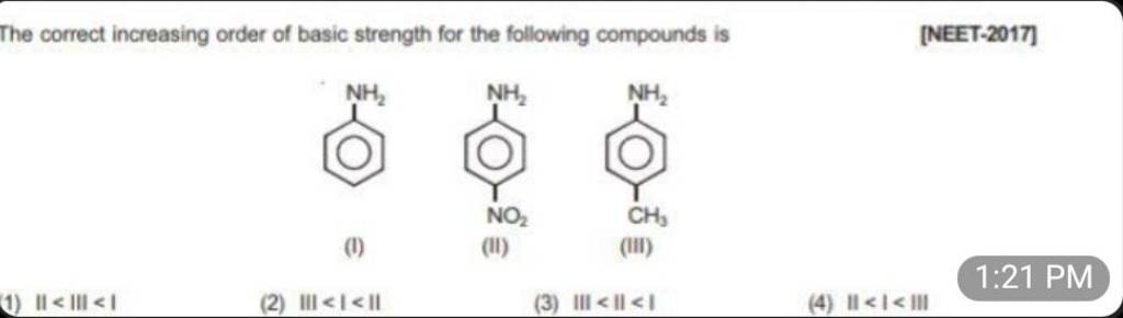 The correct increasing order of basic strength for the following compound.. The correct increasing order of basic strength for the following compound..
