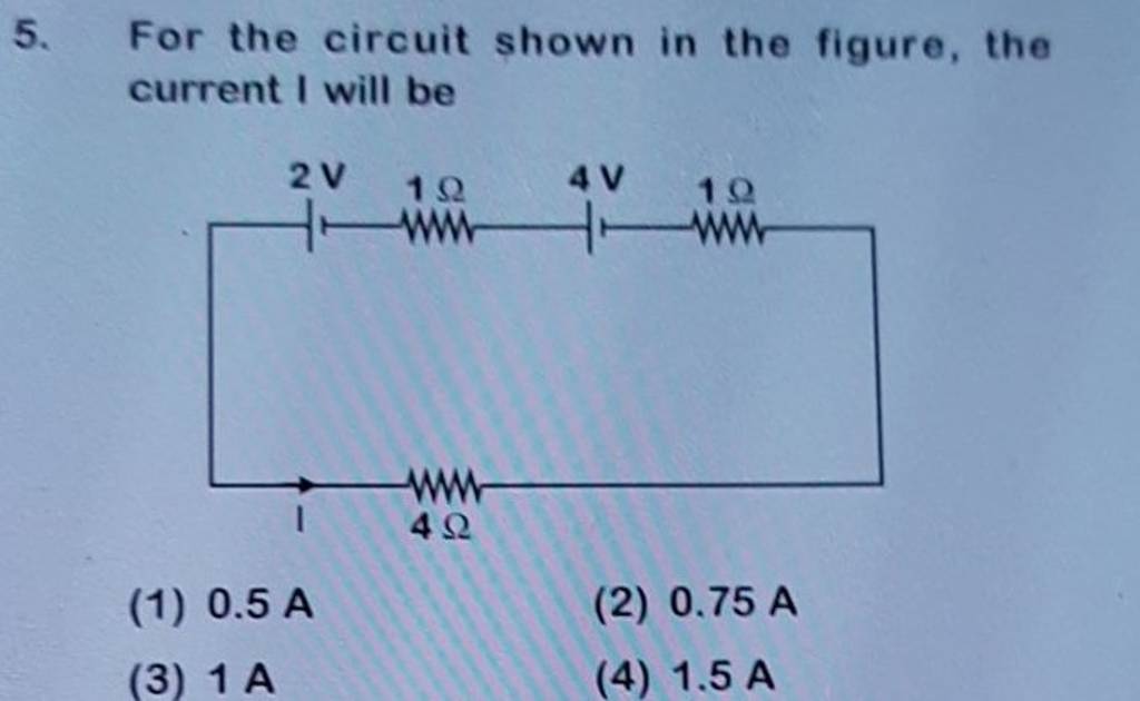 For the circuit shown in the figure, the current I will be | Filo