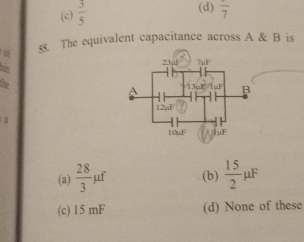 The equivalent capacitance across A \& B is | Filo