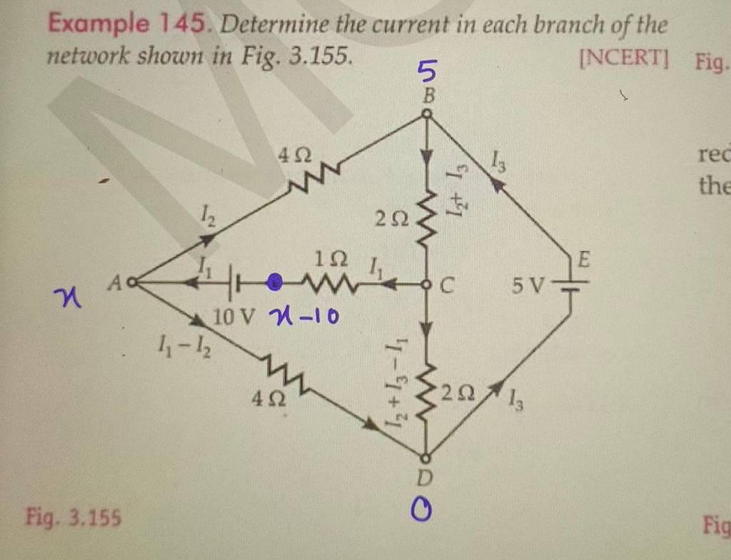 Example 145. Determine the current in each branch of the network shown in..