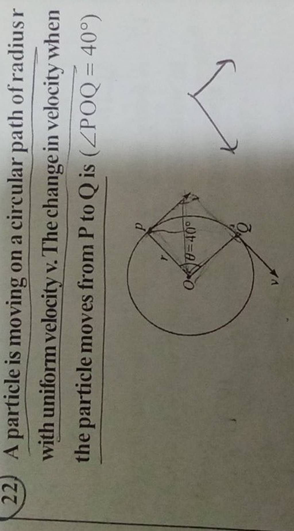 22 A Particle Is Moving On A Circular Path Of Radius R With Uniform Velo