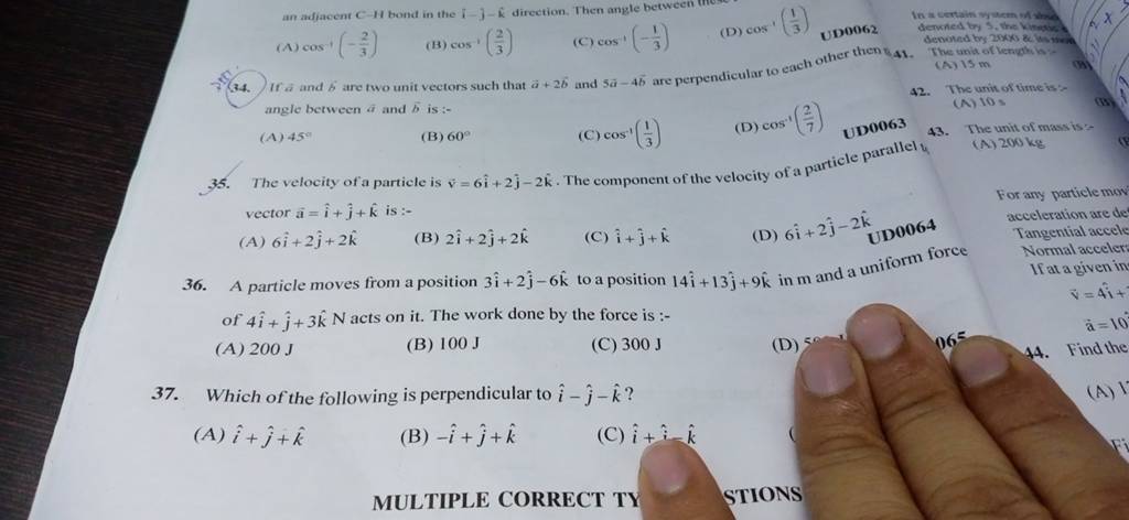 6i2j −2k The Component Of The Velocity Of A Particle Parallel 43 Th 9092