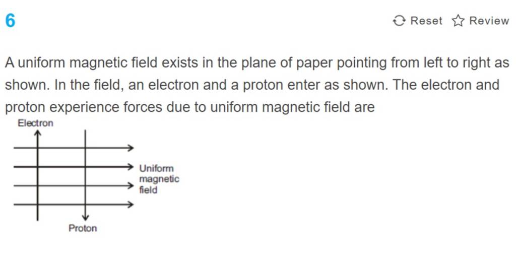 6 Cح Reset ⇝ Review A uniform magnetic field exists in the plane of paper..