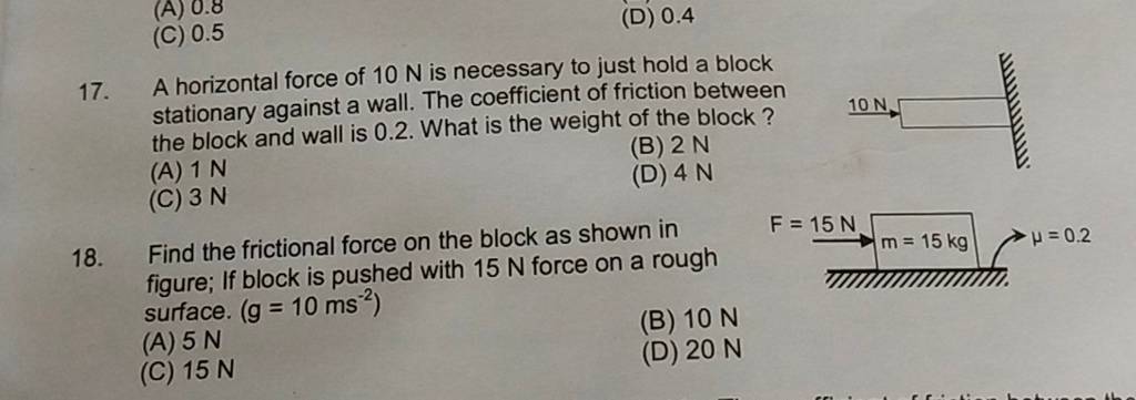 Find The Frictional Force On The Block As Shown In Figure If Block Is Pu