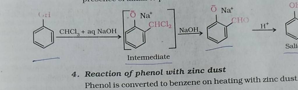 Intermediate 4 Reaction Of Phenol With Zinc Dust Phenol Is Converted To
