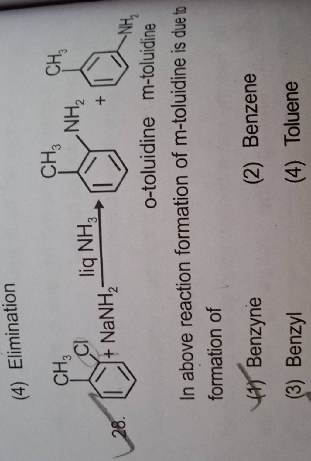 28. o-toluidine m-toluidine In above reaction formation of m-toluidine is..