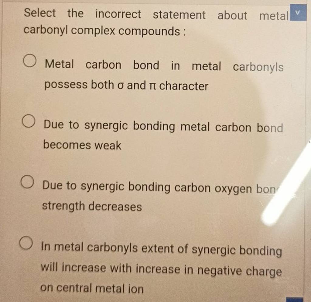 Select the incorrect statement about metal carbonyl complex compounds