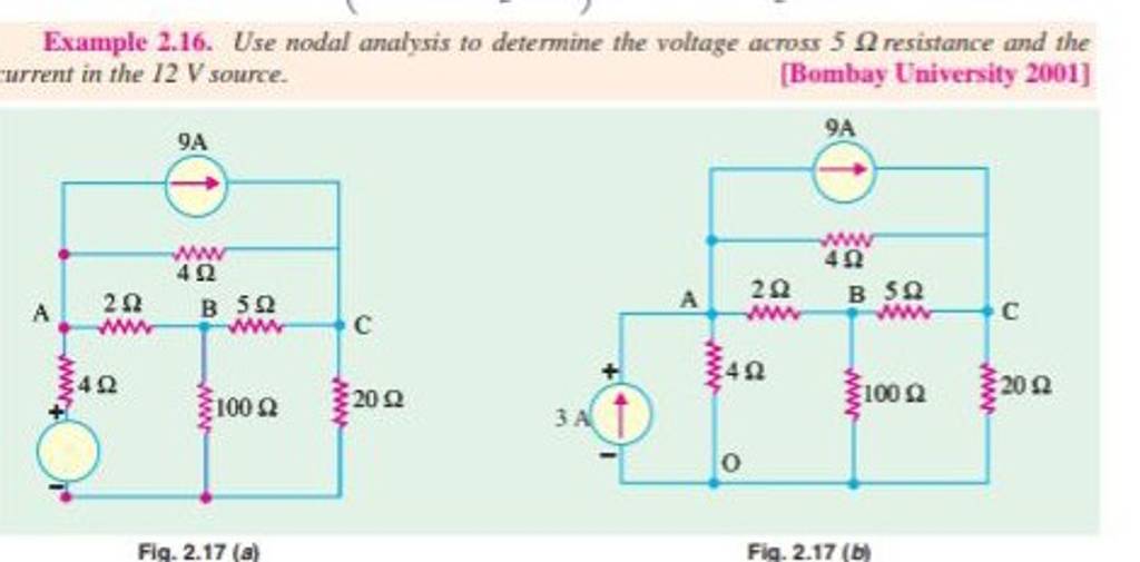 Example 216 Use Nodal Analysis To Determine The Voltage Across 5Ω Resis 7527