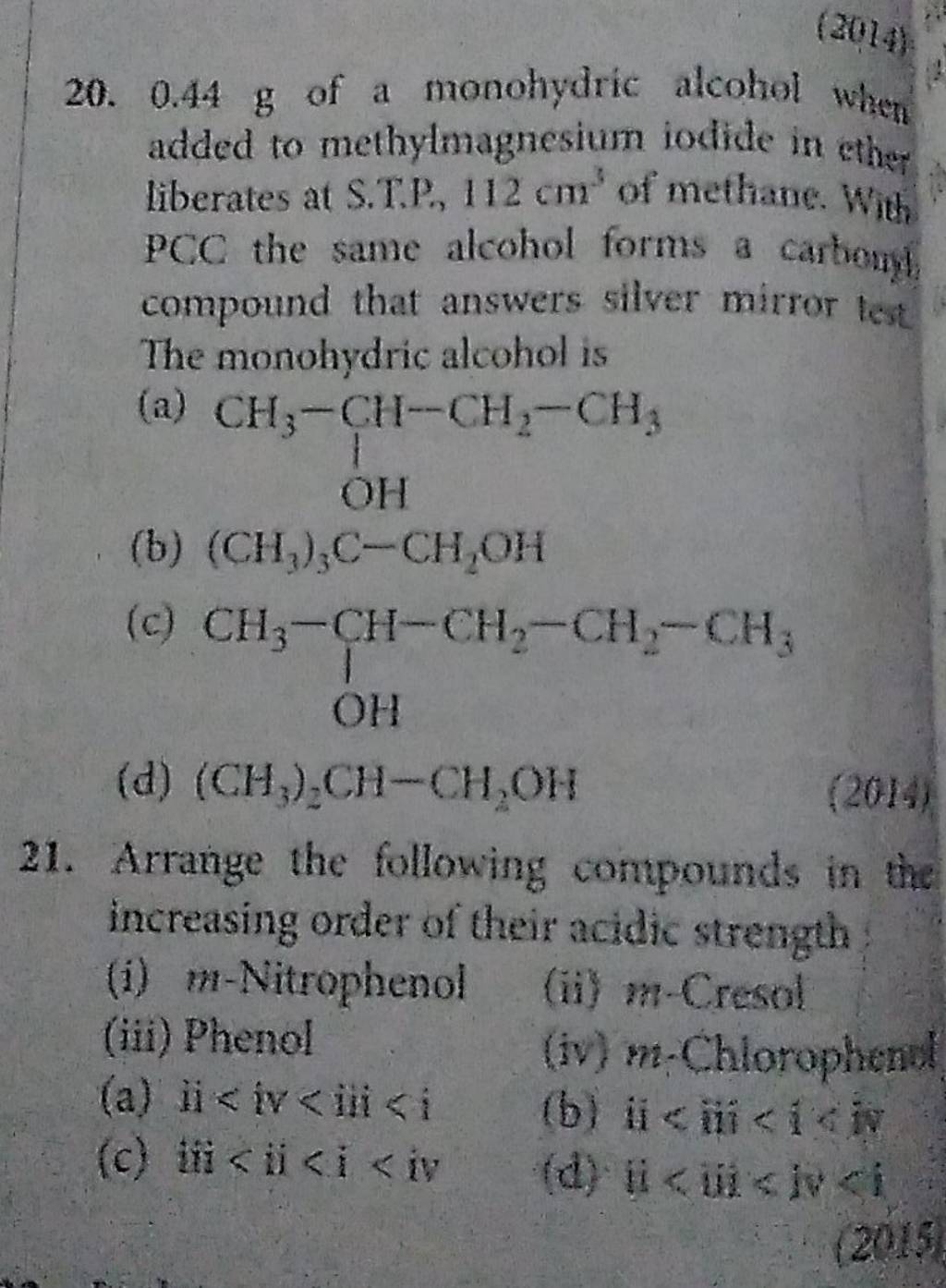 2014 21 Arrange The Following Compounds In The Increasing Order Of The