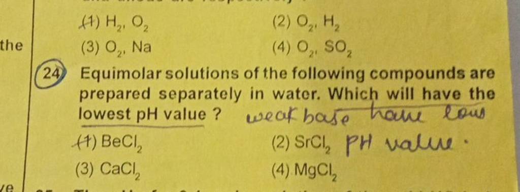 Equimolar solutions of the following compounds are prepared separately i..